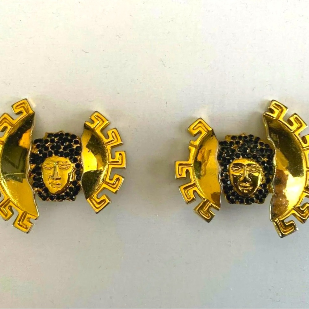 Very Rare Vintage Gianni Versace Clip-On Earrings - G… - Gem